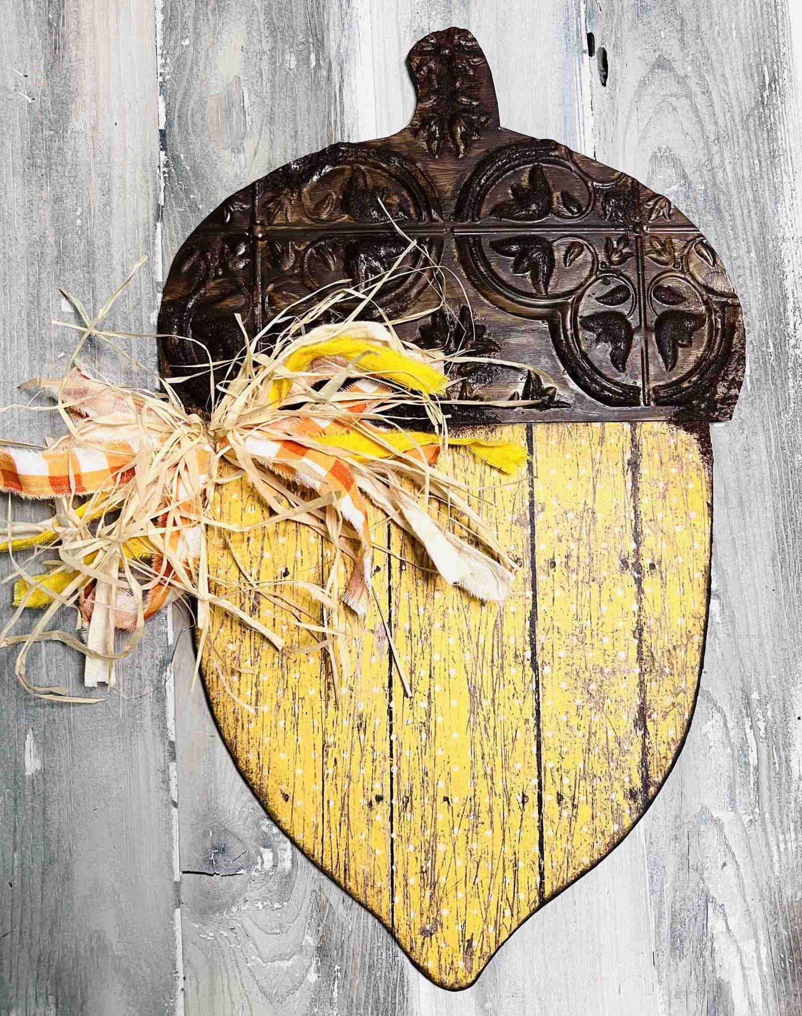 Easy Dollar Tree Fall Acorn Sign - Word & Home