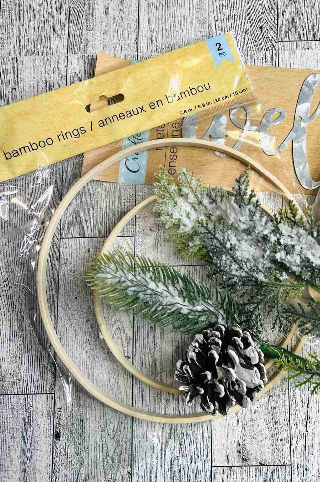 Easy Christmas Bamboo Hoop Wreath - Word & Home