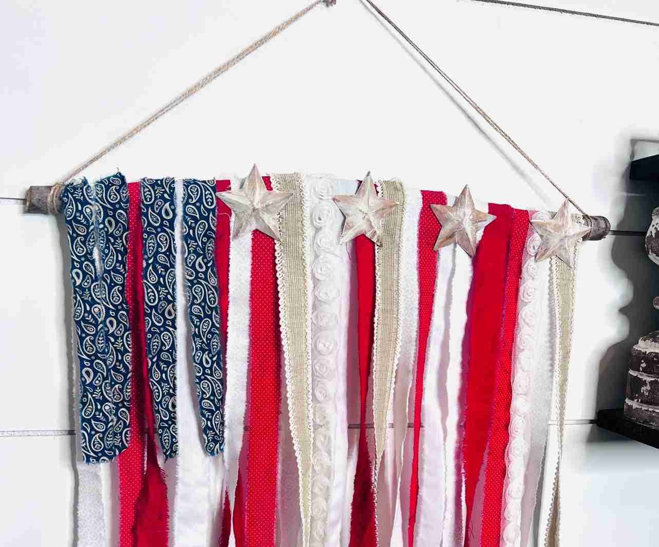 Easy Hanging Patriotic Rag Flag - Word & Home
