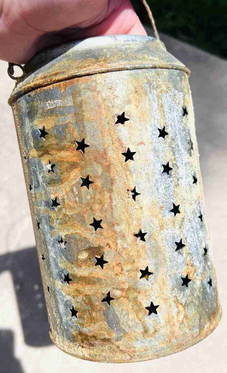 Thrifted Americana Lantern with Easy Rust Technique - Word & Home