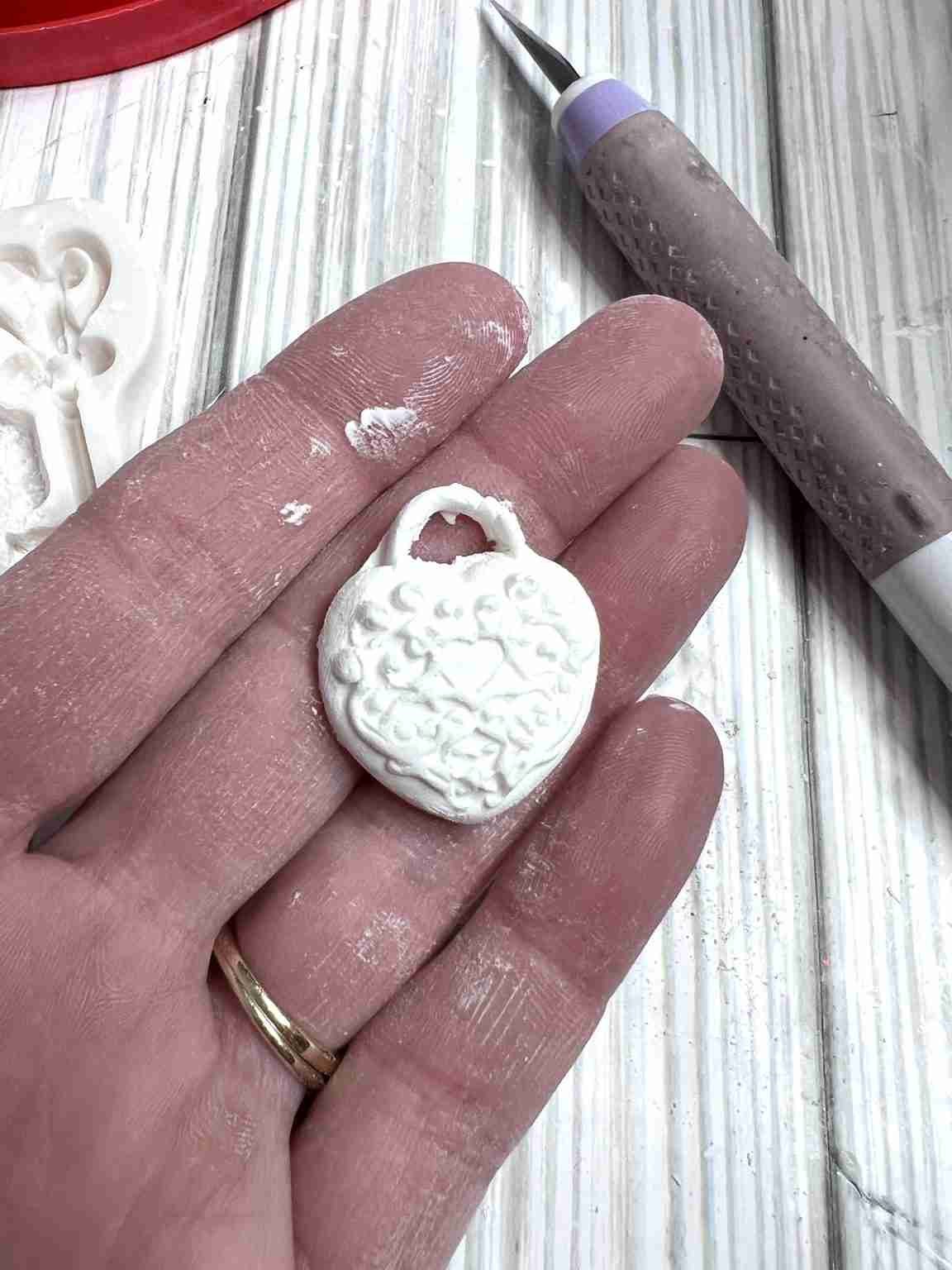 Valentine's Day Wood Heart with Clay Embellishments - Word & Home