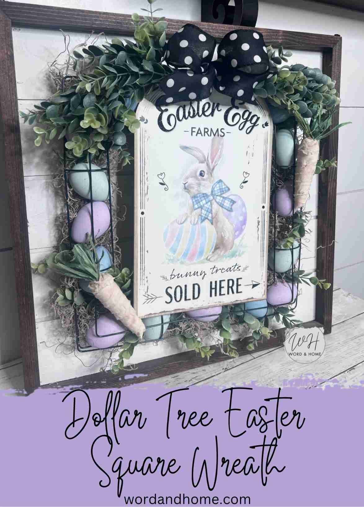 Easy Dollar Tree Square Easter Wreath - Word & Home - Word & Home
