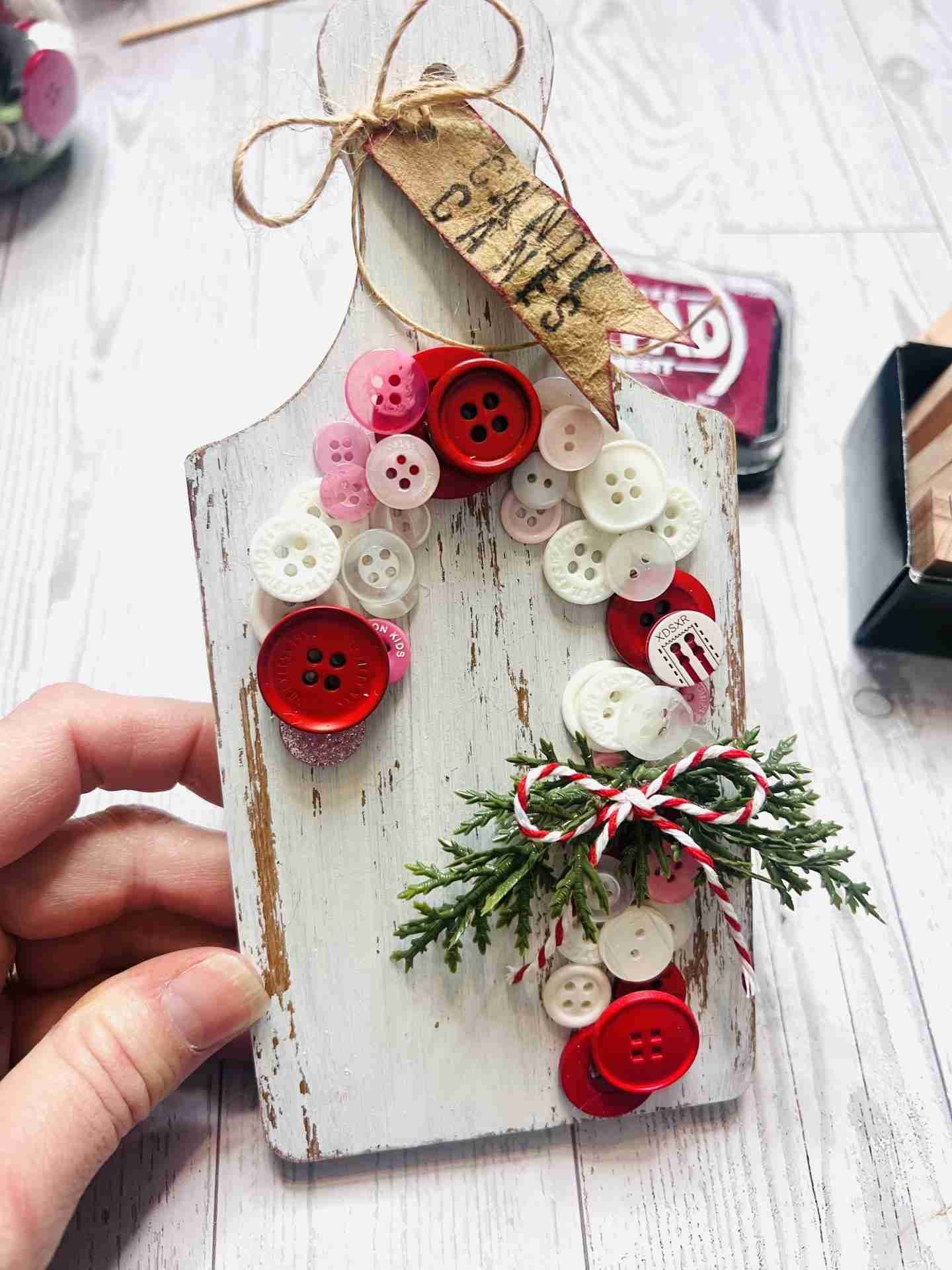 Easy DIY Button Candy Cane - Word & Home - Word & Home