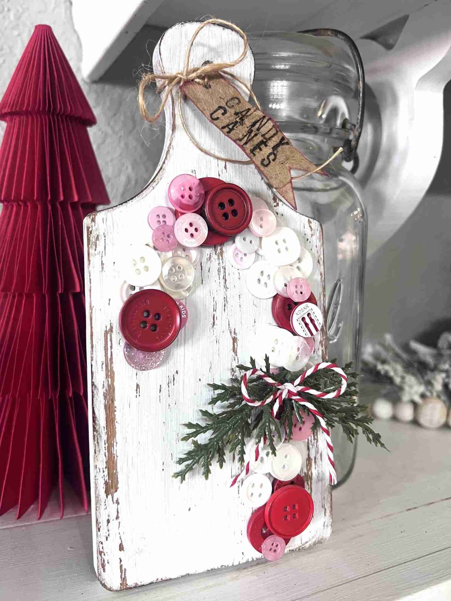 Easy DIY Button Candy Cane - Word & Home - Word & Home